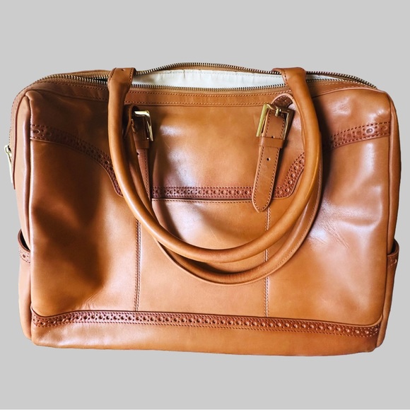 Levenger | Bags | Levenger Cognac Leather Laptop Briefcase Business Bag ...